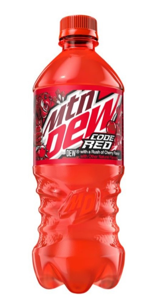 Mountain Dew MTN DEW Code Red Cherry Soda Beverage 20 oz., 1 Single Bo ...