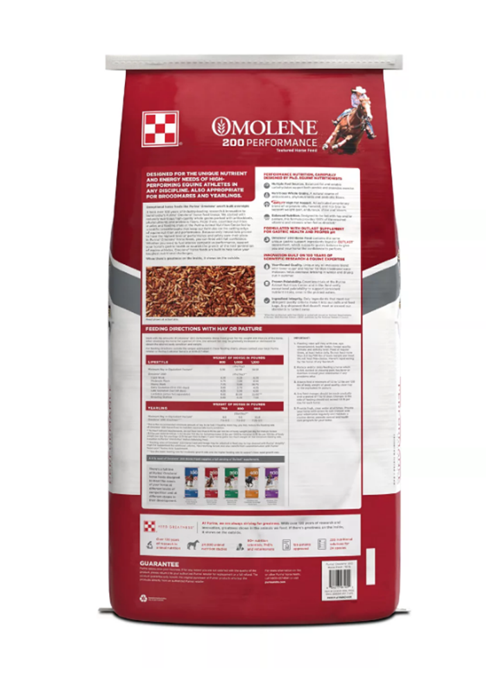 Purina 3006181-506 Omolene #200 Performance Horse Feed, 50 lb. Bag ...