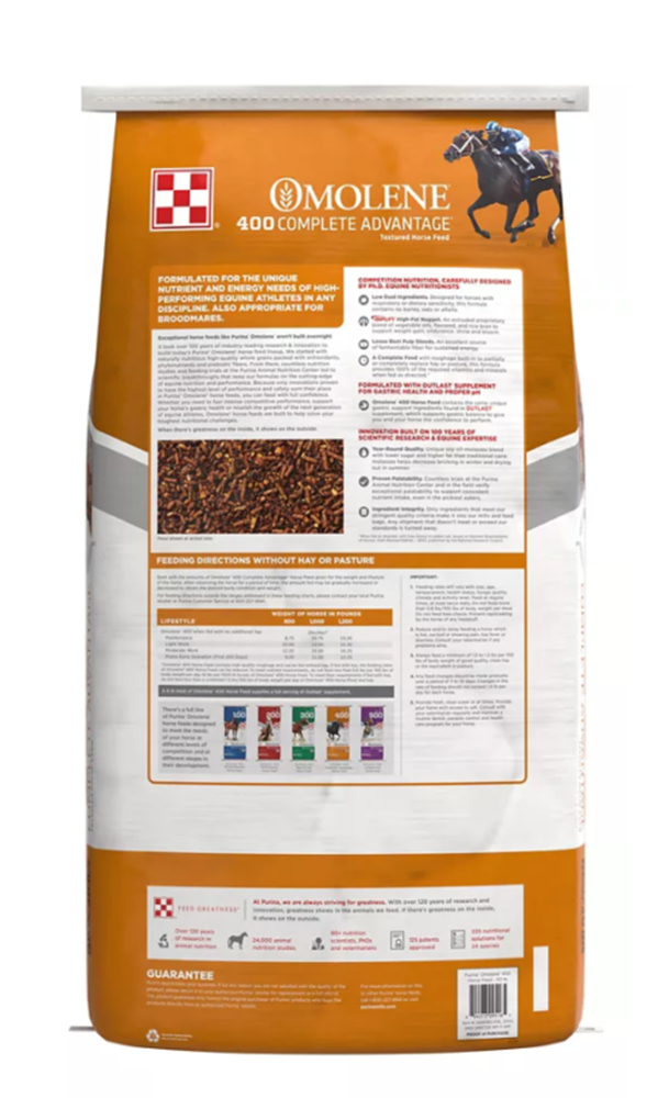 Purina 3006183-506 Omolene 400 Complete Advantage Horse Feed 50 lb. Ba ...